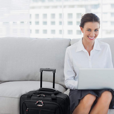 Aerolite Premium Padded Business Laptop Roller Case with 2 Wheels ...