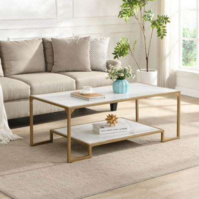Aether Rectangular Coffee Table with Shelf