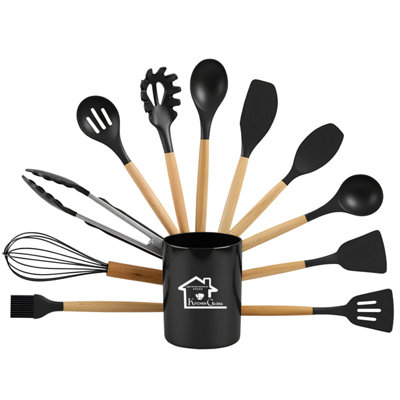 AEX 12-PIECE SILICONE KITCHEN UTENSILS SET NON-STICK COOKING TOOLS WITH ...