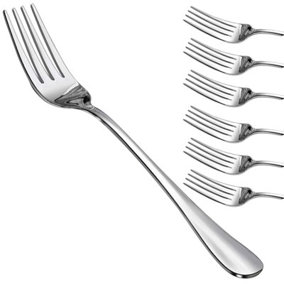 AEX 6-Piece Stainless Steel Dinner Fork Set, Mirror Polish, Strong ...