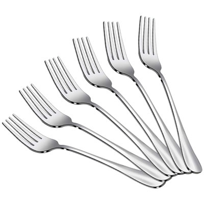 AEX 6-Piece Stainless Steel Dinner Fork Set, Mirror Polish, Strong ...