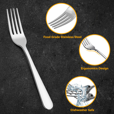 AEX 6-Piece Stainless Steel Dinner Fork Set, Mirror Polish, Strong ...
