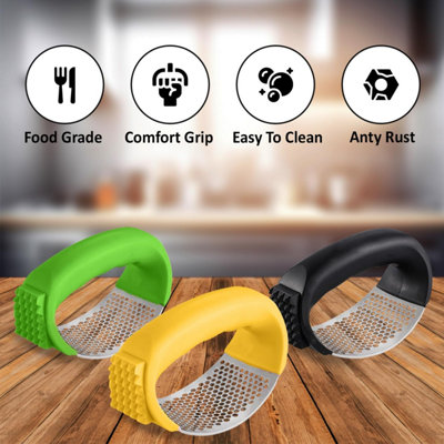 AEX Stainless Steel Garlic Crusher Mincer Chopper Press Rocker with ...