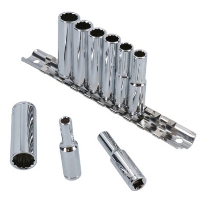 AF Deep Sockets 1/4" Drive Imperial Bi-Hex Double Deep 9pc Set | DIY at B&Q