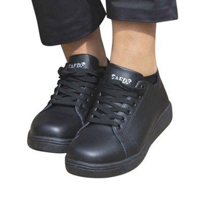 AFD Unisex Adult Retro Leather Safety Trainers Black (7 UK) | DIY at B&Q