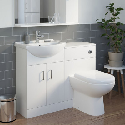 Affine 1050mm Toilet & Vanity Unit Ceramic Basin Sink Combined Bathroom ...