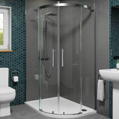 Affine 1200 x 900mm Right Hand Quadrant Shower Enclosure Frameless 8mm ...