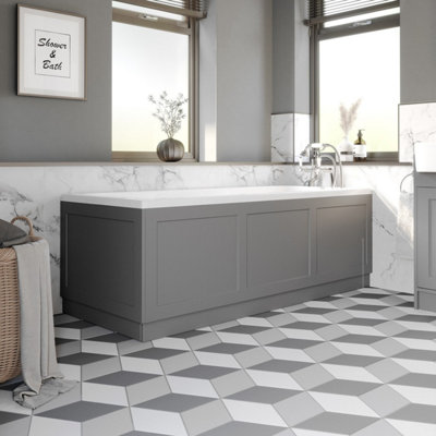 Affine 1700mm Front Bath Panel Traditional Bathroom 18mm MDF Matt Dark ...
