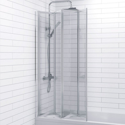 Affine 4 Panel Folding Bath Shower Screen Bathroom Chrome 1000mm ...