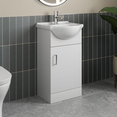 Affine 450mm Bathroom Vanity Unit Floor Standing Basin Sink Single Tap ...