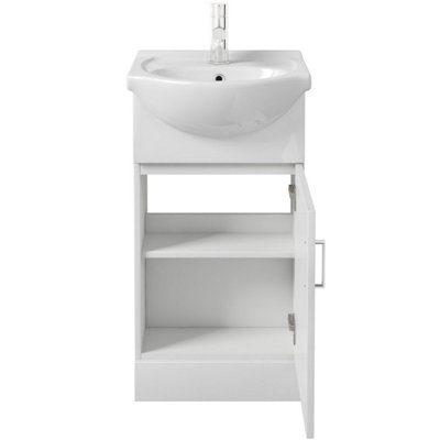 Affine 450mm Bathroom Vanity Unit Floor Standing Basin Sink Single Tap ...