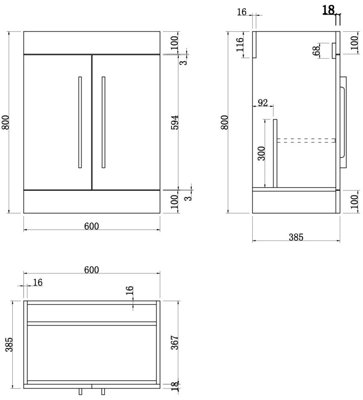 Affine 600mm Bathroom Vanity Unit Basin Concealed Cistern Toilet WC ...