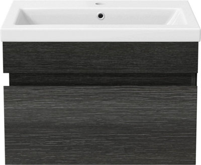 Affine 600mm Bathroom Vanity Unit Basin Storage Wall Hung Drawer ...