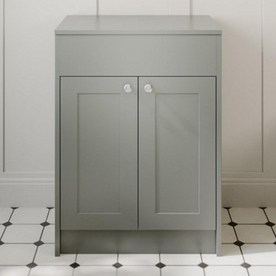 Affine 600mm Grey Traditional Bathroom Countertop Vanity Unit Floor ...