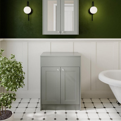 Affine 600mm Grey Traditional Bathroom Countertop Vanity Unit Floor ...