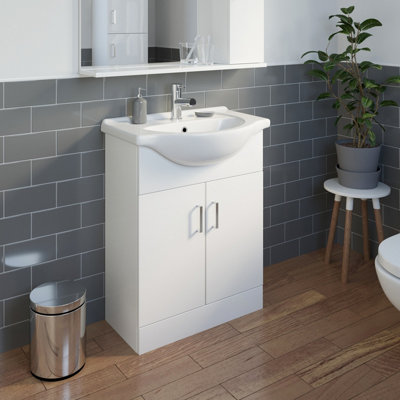 Affine 650mm Freestanding Bathroom Vanity Unit & Basin Single Tap Hole ...