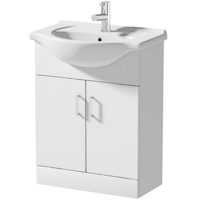 Affine 650mm Freestanding Bathroom Vanity Unit & Basin Single Tap Hole ...