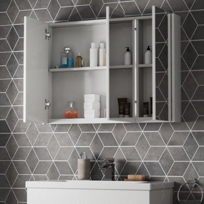 Affine 900mm Triple Door Mirror Cabinet 3 Doors Bathroom Storage ...