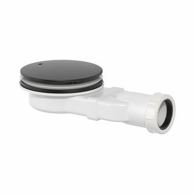 Affine 90mm Slim Shower Tray Waste Trap Black Vented Cover Easy Clean ...