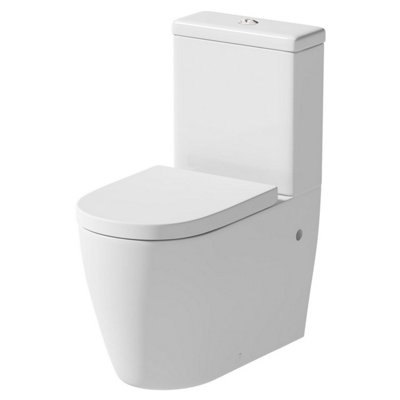 Affine Back to Wall Close Coupled Rimless Toilet Modern White Round WC ...