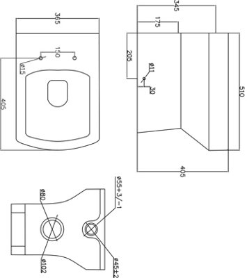 AFFINE BACK TO WALL TOILET BTW BATHROOM MODERN PAN SQUARE CLOAKROOM ...