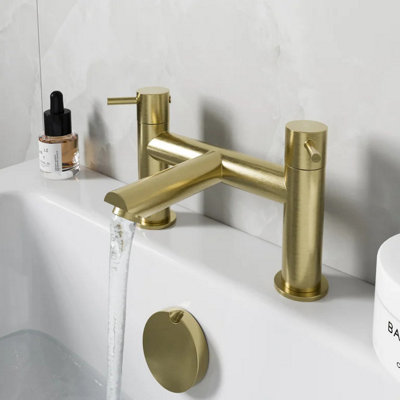 Affine Bathroom Bath Filler & Basin Mixer Tap Set Twin Lever Deck ...