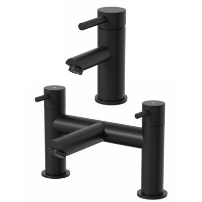 Affine Bathroom Bath Filler & Basin Mixer Tap Set Twin Lever Deck ...
