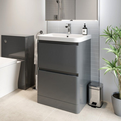 AFFINE BATHROOM CLOAKROOM VANITY UNIT WASH 600 BASIN BASE CABINET ...