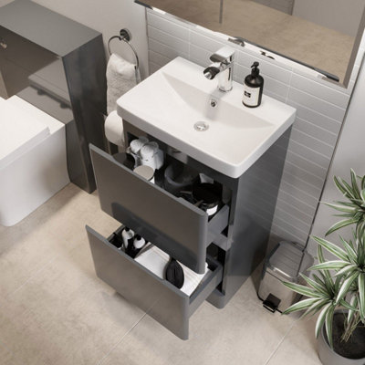 Affine Bathroom Cloakroom Vanity Unit Wash Basin Cabinet Drawers ...