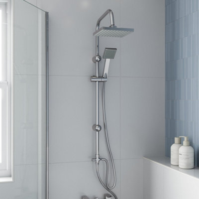 Affine Bathroom Shower Kit Adjust Riser Rail Hose Twin Shower Heads ...