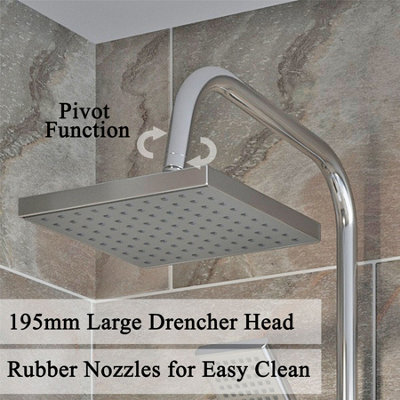 Affine Bathroom Shower Kit Adjust Riser Rail Hose Twin Shower Heads ...