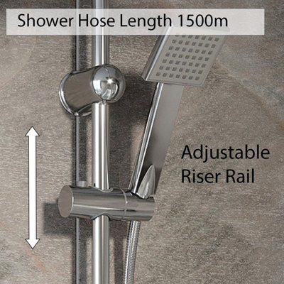 Affine Bathroom Shower Kit Adjust Riser Rail Hose Twin Shower Heads ...