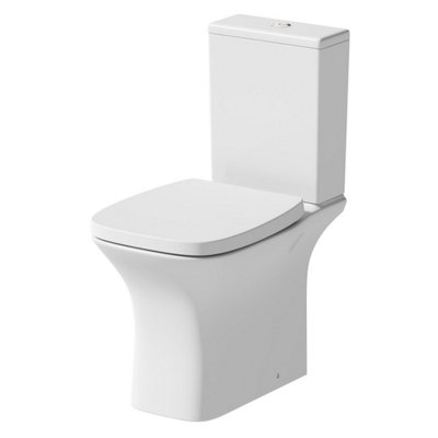 Affine Bathroom Space Saving Toilet WC White Gloss Ceramic Soft Close ...