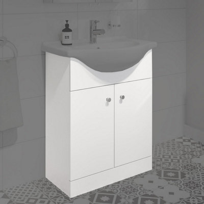 Affine Bathroom Vanity Unit Floor Standing 650mm Matte White Flat Pack ...