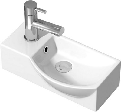 Affine Bathroom Wall Hung Basin Corner Hand Wash Sink 1 Tap Hole White ...