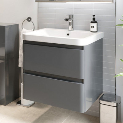 Affine Bathroom Wall Hung Vanity Unit Wash 600 Basin Base Cabinet ...