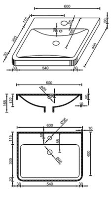 Affine Bathroom Wall Hung Vanity Unit Wash Basin Base Cabinet Two ...