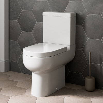 Affine Close Coupled Toilet Ceramic Short Projection Pan Cistern Soft ...