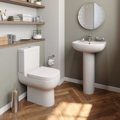 Affine Close Coupled Toilet Ceramic Short Projection Pan Cistern Soft ...
