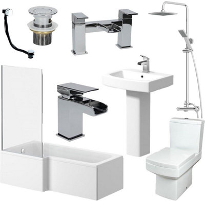 Affine Complete L Shaped Bathroom Suite Close Coupled Toilet Basin LH ...