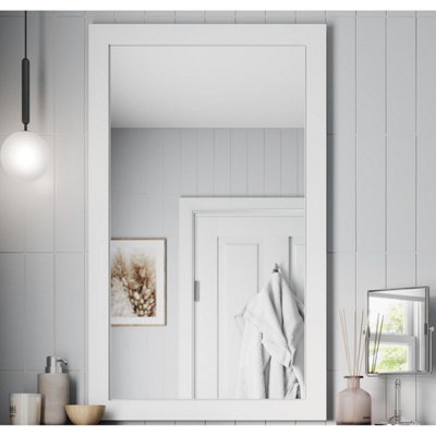 Affine Framed Wooden Bathroom Mirror Wood Frame Wall Mounted Mirrors ...
