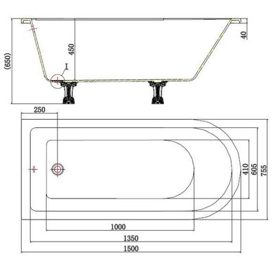 Affine Freestanding 1500mm Traditional Roll Top Bath White Single Ended ...