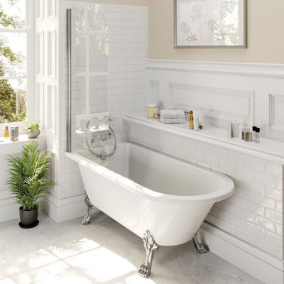 Affine Freestanding 1500mm Traditional Roll Top Bath White Single Ended ...