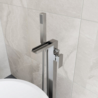 Affine Freestanding Floor Mounted Waterfall Square Bath Shower Mixer ...