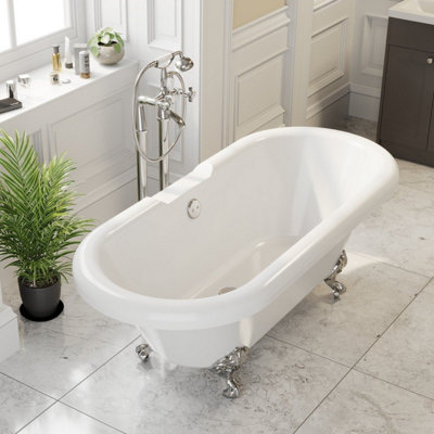 Affine Freestanding Traditional 1500mm Bath Double Ended Roll Top Legs ...