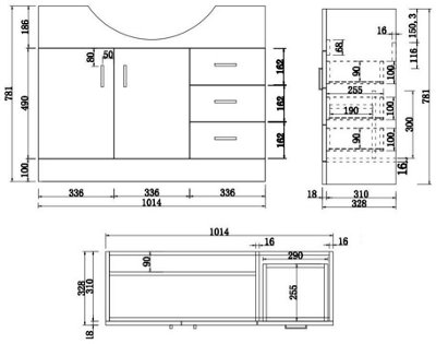 Affine Freestanding Vanity Unit Basin Sink Bathroom Storage Cabinet ...