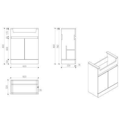 Affine Freestanding Vanity Unit with Basin Ceramic Semi Recessed Sink ...