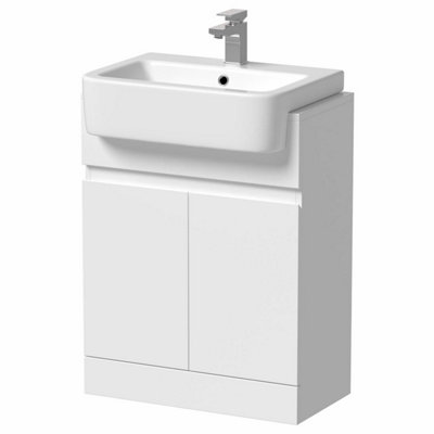 Affine Freestanding Vanity Unit with Basin Ceramic Semi Recessed Sink ...