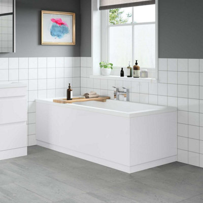 Affine Front Side Bath Panel Bathroom Modern Easy Cut 1700mm MDF White ...