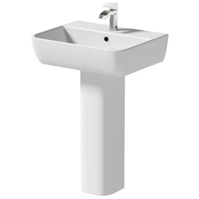 Affine Full Pedestal Basin Sink Freestanding Modern Bathroom Ceramic ...
